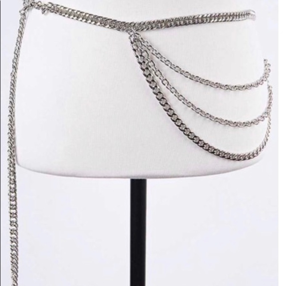 Mix Texture Layered Chain Belt - Gem